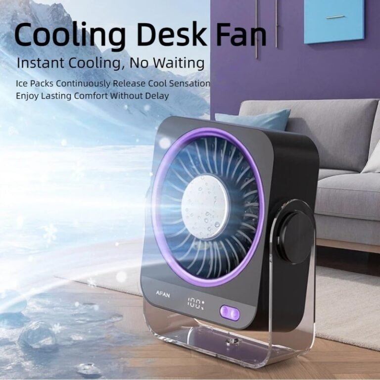 Rechargeable USB Desk Fan With Cooling Function 5 Speeds Quiet Portable ...